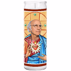 Larry Celebrity Prayer Candle - Funny Saint Candle - 8 inch Glass Prayer Votive - 100% Handmade in USA - Novelty Celebrity Gift