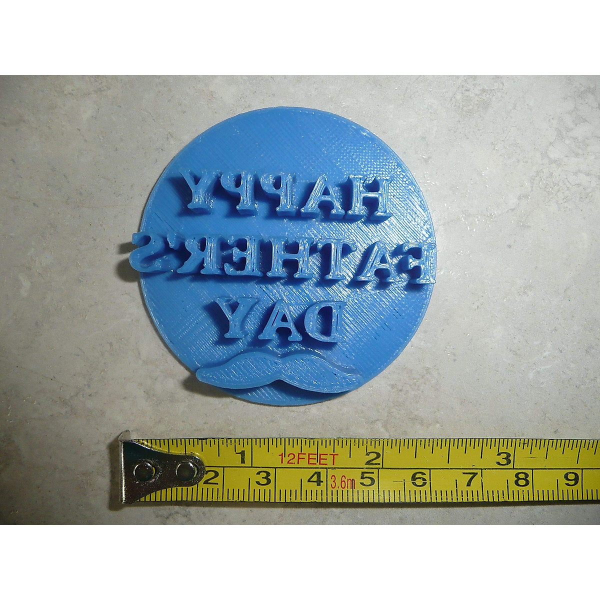 YNGLLC HAPPY FATHERS DAY WORDS WITH MUSTACHE BLOCK FONT COOKIE STAMP EMBOSSER BAKING TOOL 3D PRINTED MADE IN USA PR4196, Blue