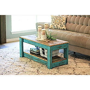 Turquoise Combo Coffee Table with Shelf