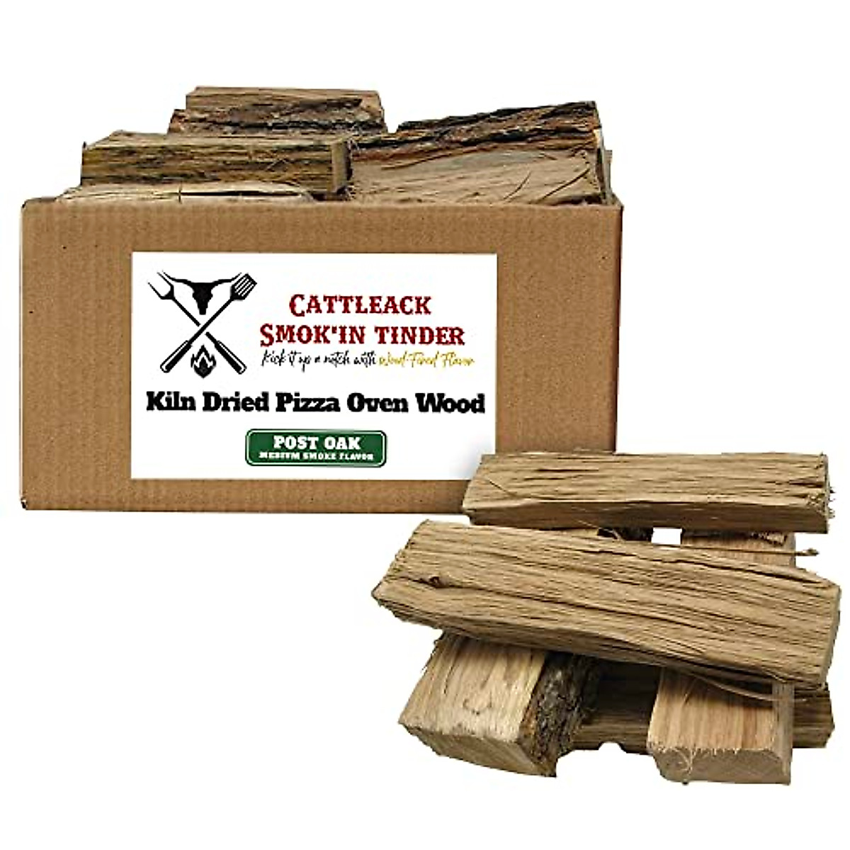 Cattleack Smok'in Tinder Oak Kiln Dried Pizza Oven Wood, 6" Length Mini Splits for Portable Wood Fired Pizza Ovens, Approximately 15 lb, Firewood Kindling, Fire Starter, Fireplace, Campfires, BBQ