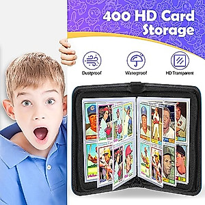 4 Pocket Card Binder with 400 Sleeves,Carrying Case Binder for Boys And Girls, Collectible Trading Card Binder Albums For Cards,TCG, CCG