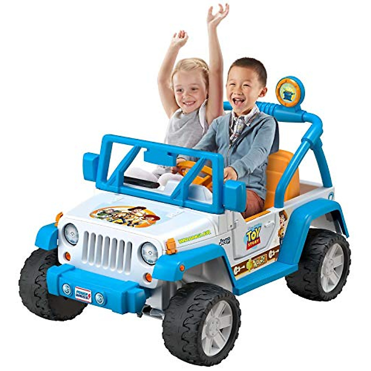 Power Wheels Disney Pixar Toy Story Jeep Wrangler, 12V battery-powered ride-on vehicle for preschool kids ages 3-7 years