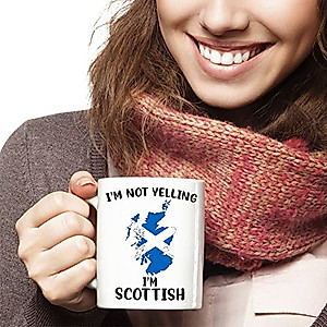 Funny Scotland  Pride Coffee Mugs, I'm Not Yelling I'm Scottish Mug, Gift Idea for Scottish Men and Women Featuring the Country Map and Flag, Proud Patriot Souvenirs and Gifts