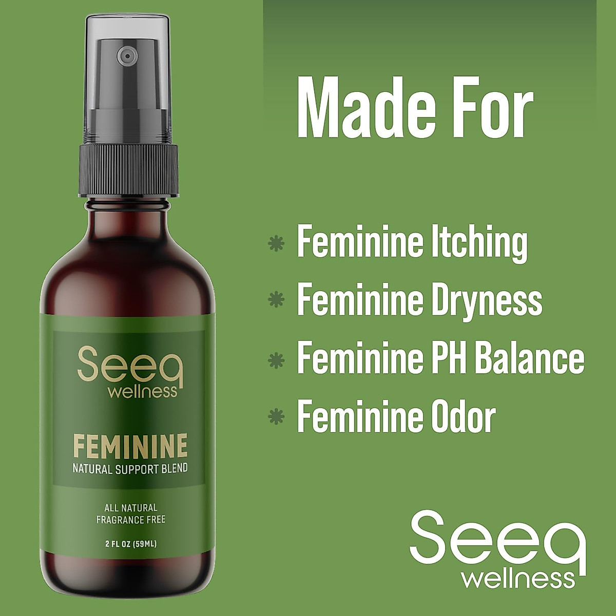 All Natural Feminine Deodorant Spray - for Vaginal Itch, Irritation & Odor - Feminine Hygiene Spray for Odor and BV - Made in USA; 2oz Spray