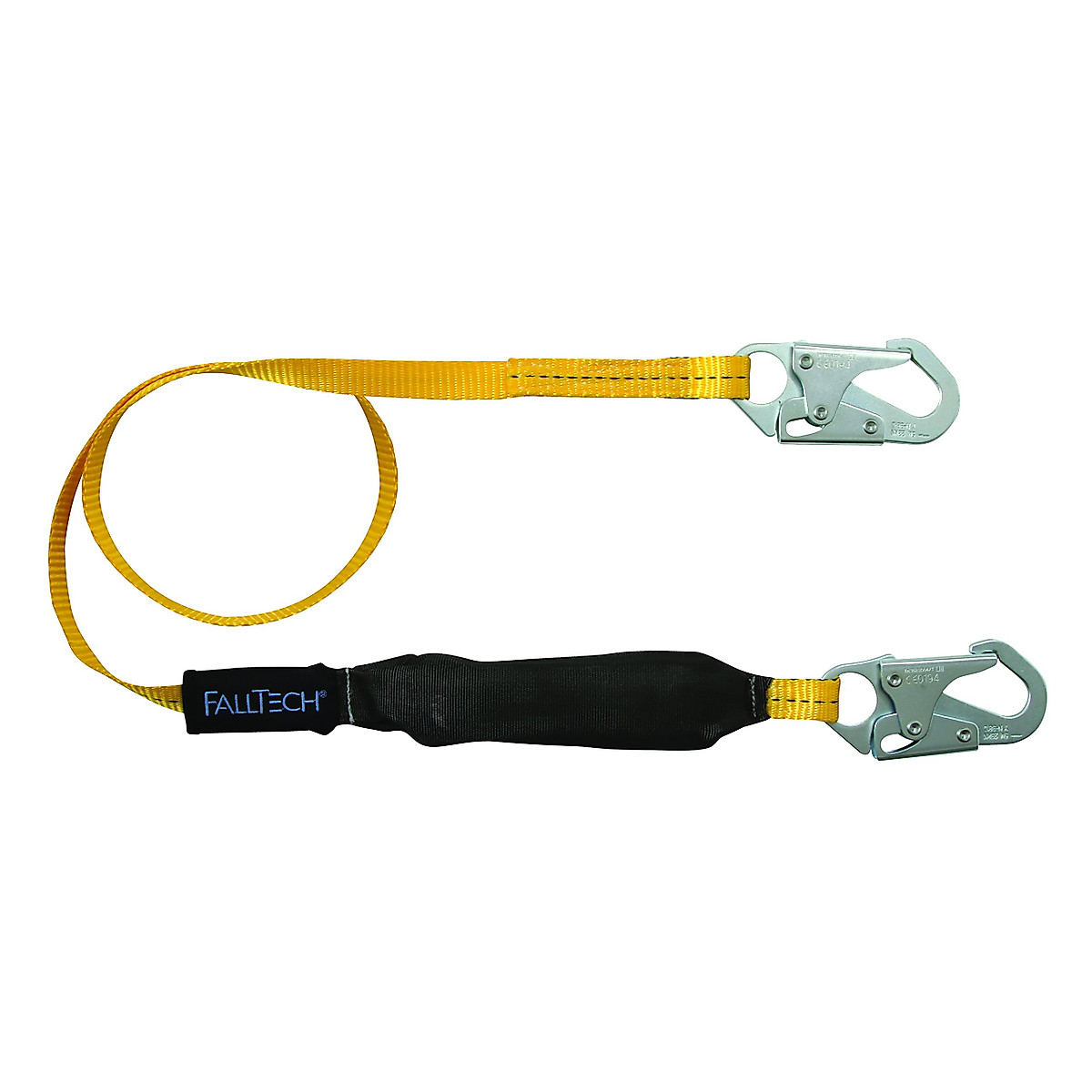 FallTech 8256LT FTBasic, Soft Pack SAL - Single Leg with 2 Snap Hooks, 6', Yellow/Black