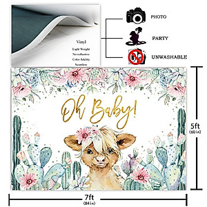 Avezano Oh Baby Sign Backdrop Mexican Fiesta Cactus Theme Baby Shower Party Decorations Holy Cow Baby Shower Decorations Oh Baby Photoshoot Background Banner (7x5ft)