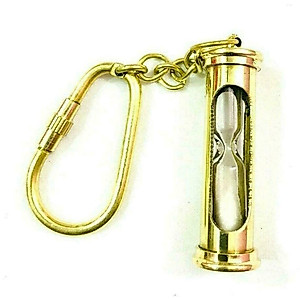 NAVIGATORS Unique Lot of 50 Brass Sand Timer Key Chains Mini Hourglass Key Rings Antique