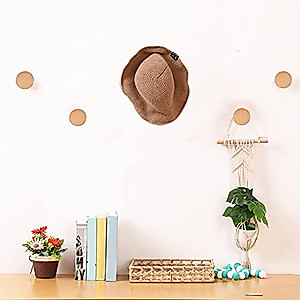 AULEST Wood Wall Hooks 5 PCS, Wooden Pegs Hooks Natural Handmade Home Decor Coat Hanger Wall Mounted for Hanging Robe Bag Purse Towel (Beech Wood)
