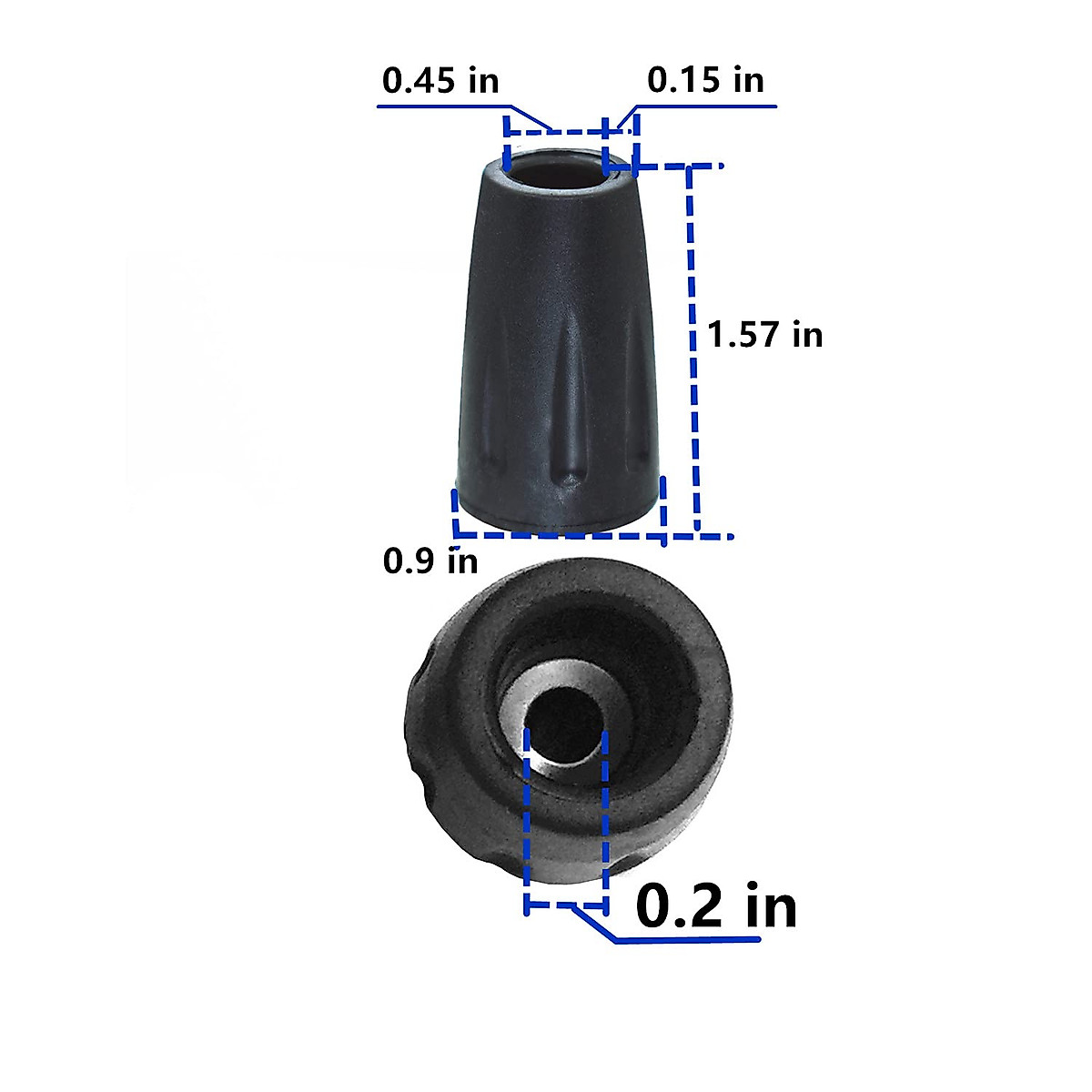 Rubber Tips Cover（8 Pack ） Replacement for Walking Sticks Hiking Trekking Poles Collapsible (Black)