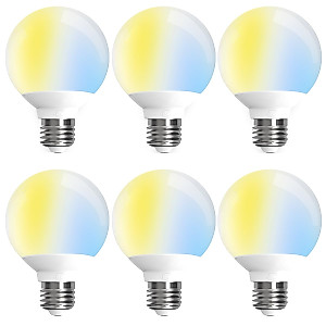 ILC G25 LED Globe Light Bulbs Work with Alexa Required Echo Device, 6W, 60W Equivatlent, Color Temprature Turnable: 2700K-6000K, CRI>95+, E26 Base, 120V for Vanity Makeup Mirror, Bathroom (6 Pack)