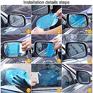 Foseal HD Transparent Nano Coating Rainproof Film for Car Rear View Mirror, Oval (5.31"x3.74"), 4 PCS