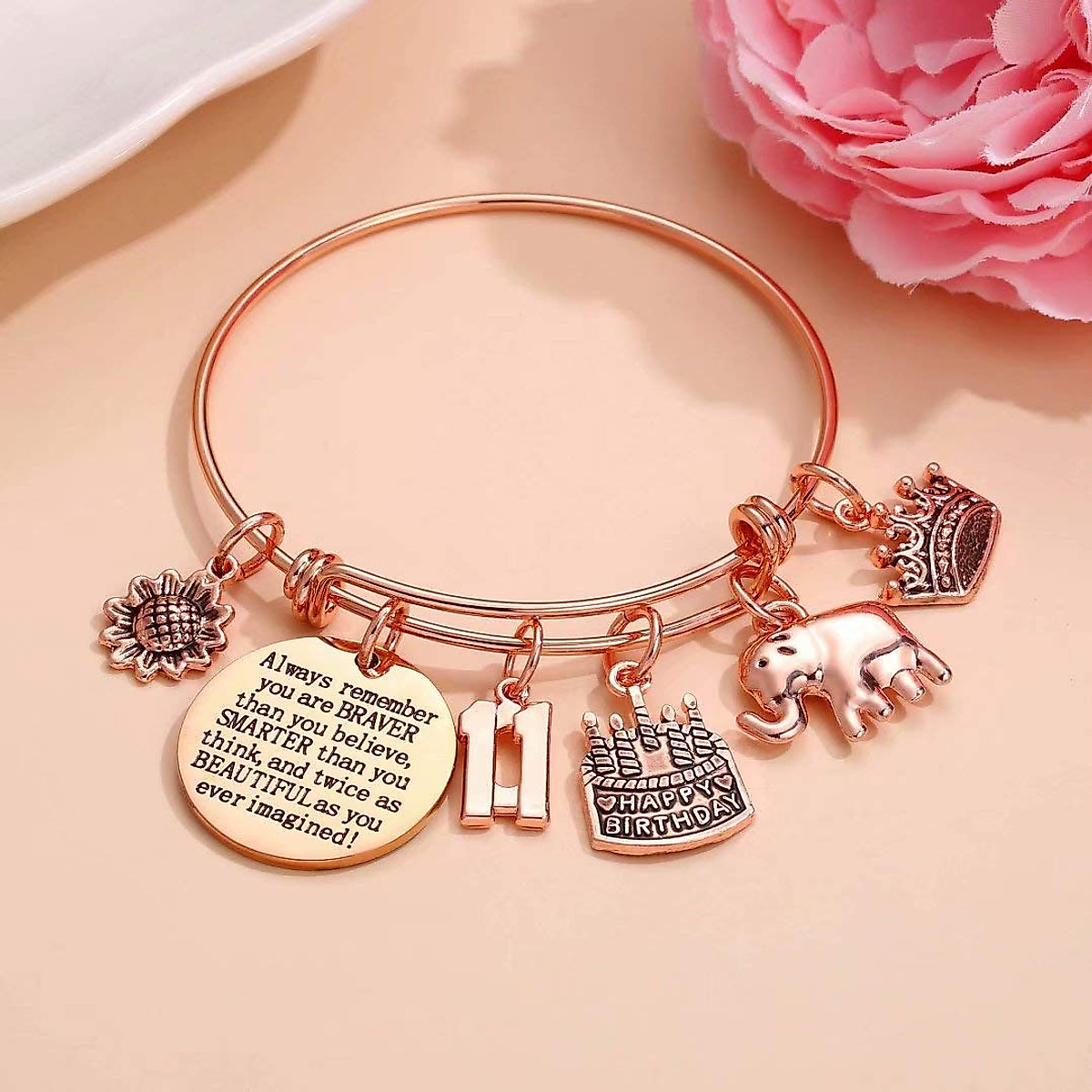 M MOOHAM 11th Birthday Gifts for Girls, Sweet 11 Gifts Turning 11 Year Old Girl Gifts for Birthday Charm Bracelet Bday Present, Birthday Gifts for Girls Age 11 Teenager Daughter Granddaughter Jewelry