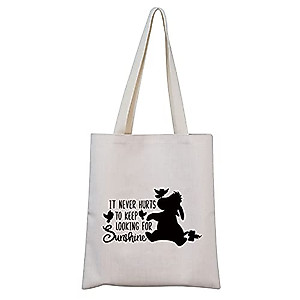 TSOTMO Donkey Quote canvas tote bags Novelty canvas tote bags It Never Hurts to Keep Looking for Sunshine Inspiration Gift (Sunshine canvas)