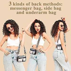 HULISEN Clear Crossbody Bag Stadium Approved, Clear Purse for Women Men, Transparent Messenger Shoulder Handbag for Concert, Travel, Work, Sports (Pink Leopard)