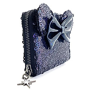 Loungefly X LASR Exclusive Disney Celestial Dreams Black Holographic Sequin Minnie Zip Wallet - Cute Wallets Fashion Cosplay Disneybound