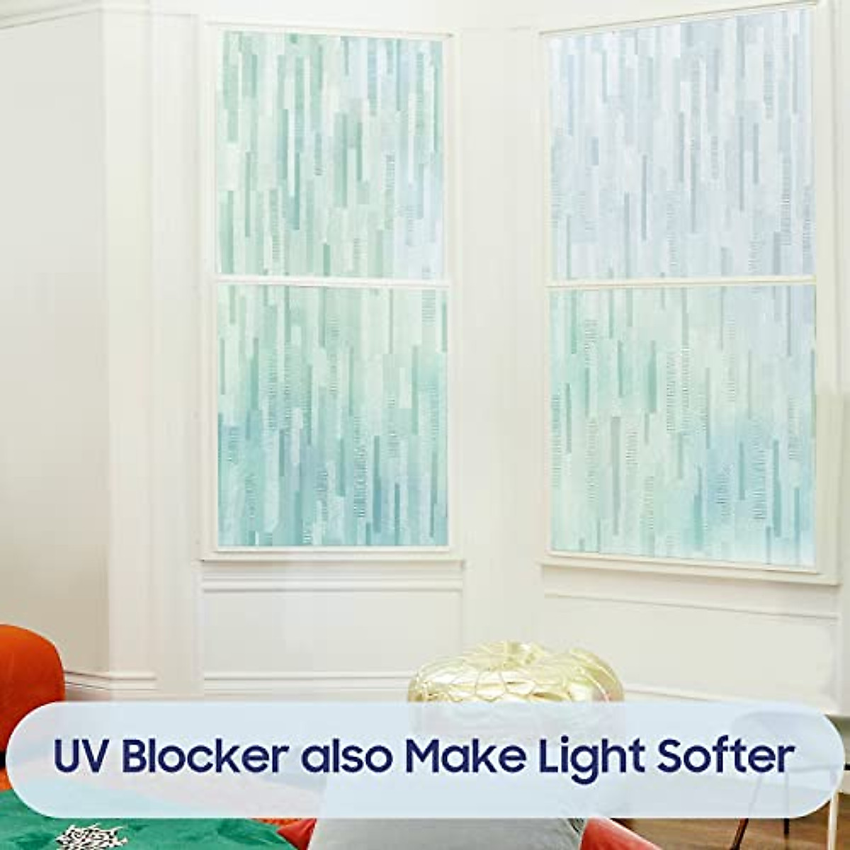 Viseeko Frosted Glass Window Film: Window Privacy Film No Glue Decorative Door Film UV Blocking Window Sticker Static Cling Removable for Meeting Living Room Reusable, 17.5 x 78.7 Inches …