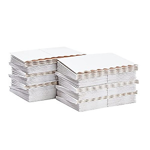 100 Pack Mini Popcorn Containers for Party Supplies, Bulk White Treat Boxes with Scalloped Edges for Movie Night Decorations (3 x 4 In)