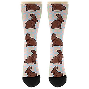 ThisWear Easter Bunny Decor Half Eaten Chocolate Bunnys Easter Basket Stuffers 6-Pairs Novelty Crew Socks