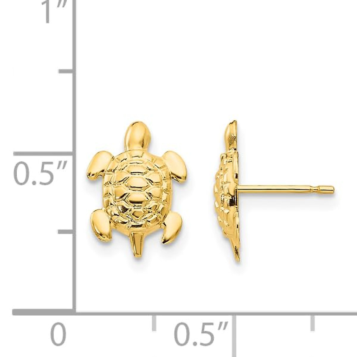 14K Yellow Gold Sea Turtle Earrings