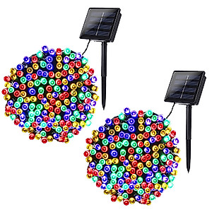 Joomer Solar Christmas Lights 72ft x 2 Pack 200 LED 8 Modes Solar String Lights Waterproof Solar Fairy Lights for Christmas Decorations (Multicolor)