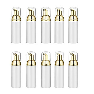 FKJLUN Soap Dispenser Pump 10PCS 30ML Plastic Foaming Bottle Soap Mousses Liquid Dispenser,Froth Shampoo Lotion Bottling Foam Bottles Hand Lotion Bottle (Color : White+Gold)