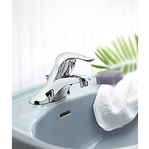 Moen Chateau Chrome One-Handle Low-Arc Centerset Bathroom Sink Faucet with Drain Assembly, L4621