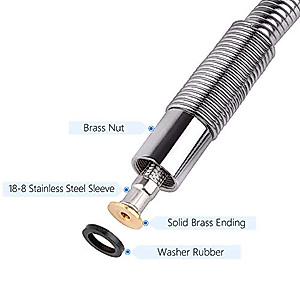 COOLWEST Flexible Metal Stainless Steel Hose 44 Inch for All Commercial Pre-Rinse Kitchen Sink Faucets Flexible Hose Replacement (111CM 44")