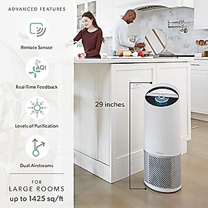TruSens Air Purifier with UV-C Light + True HEPA Filtration | Large | SensorPod™ Air Quality Monitor | Auto, Sleep, & Turbo Mode | Touch Control | Portable Handle