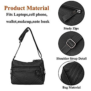 VOLGANIK ROCK Women Crossbody Bag Pocketbooks Soft PU Leather Handbags Multi Pocket Lightweight Shoulder Purse Medium