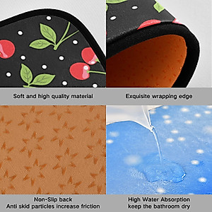 ALAZA Japanese Cute Red Cherry Kitchen Rug Set, 2 Piece Set, Non-Slip Floor Mat for Living Room Bedroom Dorm Home Decor, 19.7 x 27.6 Inch + 19.7 x 47.2 Inch