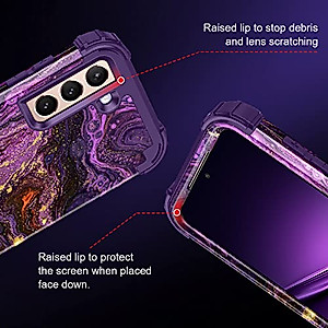 Miqala for Galaxy S21 5G Case with 2 Camera Lens Protector,Glow in The Dark Three Layer Shockproof Heavy Duty Full Body Protective Case for Samsung Galaxy S21 5G,Deep Purple