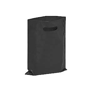 Purple Q Crafts Plastic Bag with Die Cut Handle Bag 9" x 12"Black Plastic Merchandise Bags 100 Pack for Retail, Gifts, Trade Show and More (9"x12")