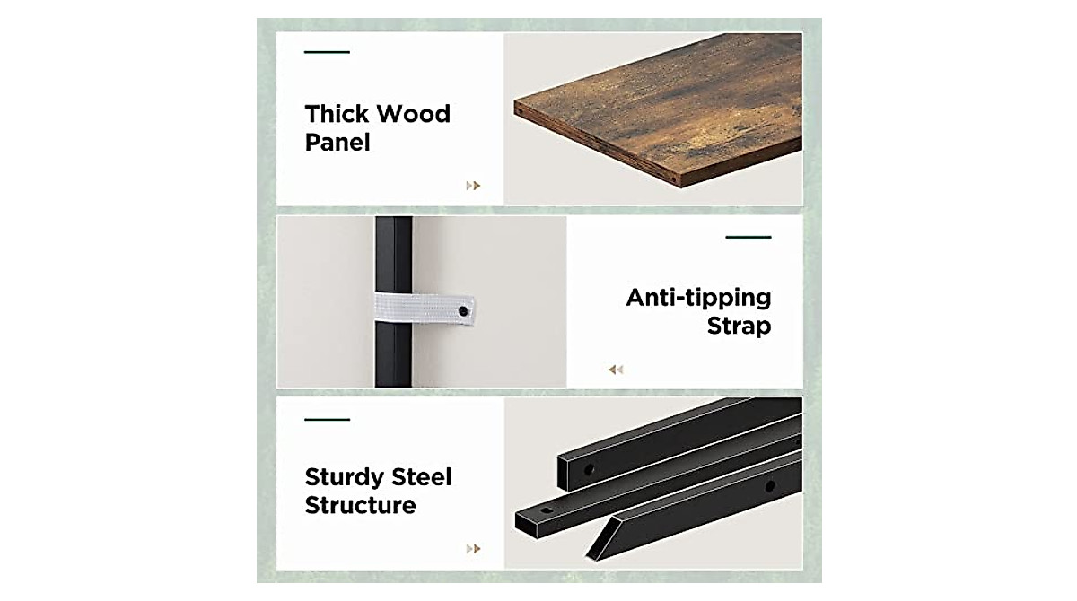 FURNINXS 5-Tier Rustic Bookshelf for Home & Office