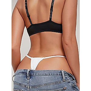 Milumia Women Lace Sexy Panties Underwear G-String Thongs Cheeky Lingerie Bikini Brief Solid White Large