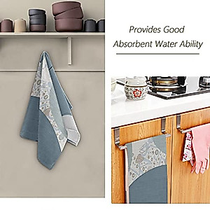 Geometry Blue and Gray Hand Towels Mid-Century Modern Abstract Kitchen Hand Towels Dishcloths Set Soft Absorbent Hand Towels for Bathroom Gym Restaurant Hotel
