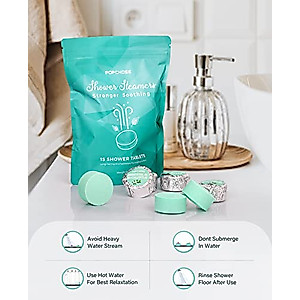POPCHOSE Shower Steamers Aromatherapy - 15 Pack Eucalyptus Mint Shower Tablets Stress Relaxation Self-Care Shower Bombs with Essential Oils, Quick Relief Nasal Congestion Gifts for Women & Men