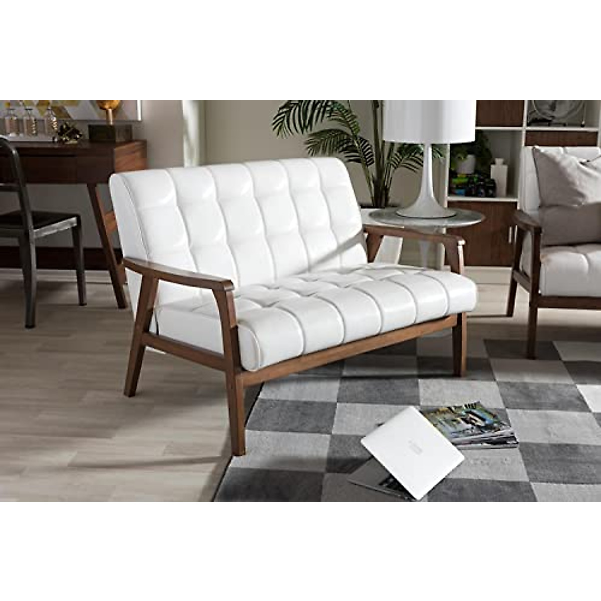 Baxton Studio Mid-Century Masterpieces Loveseat, White
