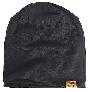 FORBUSITE Black Slouch Beanie for Men Women Summer Winter, Long and Oversized Skull Cap B010
