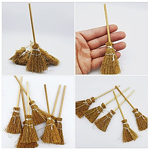 Toyvian Witch Broom Witch Broom 5Pcs Artificial Mini Broom Miniature Broom Props Mini Straw Broom Fairy Hopuse Micro Landscape Decoration Witch Broomstick Cinnamon Broom