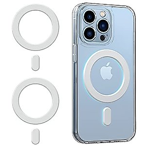 OUTXE Magnetic Adapter Ring 2 Pack, Universal Magnet Sticker Compatible with Magsafe Accessories & Wireless Charging for iPhone 14/13/12/11 Mini Pro Max, Galaxy S22/S21 Fe Ultra and Phone Case -White