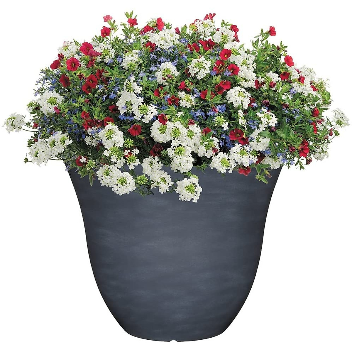 Classic Home and Garden Indoor/Outdoor Round Honeysuckle Resin Flower Pot Planter, Zinc Grey, 13" (Pack of 4)