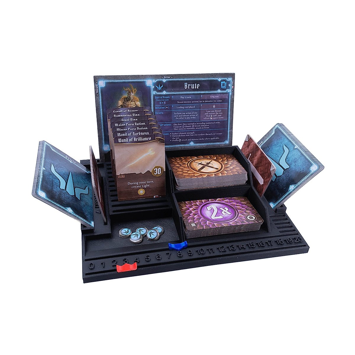 3D Vikings Gloomhaven Player Dashboards with HP/XP Slide Tracker, Black, Pack of 4
