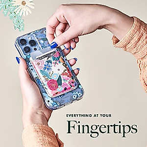 Rifle Paper Co. Magnetic Card Holder - Smooth Vegan Leather MagSafe Wallet [Holds up to 3 Cards] - Slim Detachable iPhone Wallet for iPhone 14 Pro Max/ 13 Pro Max/ 12 Pro Max - Garden Party Blush