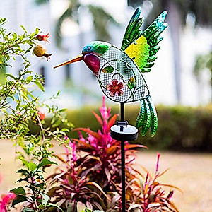 dreamysoul Outdoor Solar Garden Lights, Metal Hummmingbird Garden Stake Lights for Outdoor Garden Patio Yard Pathway