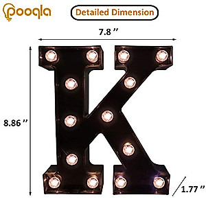 Decorative LED Illuminated Letter Marquee Sign - Alphabet Marquee Letters with Lights For Wedding Birthday Party Christmas Night Light Lamp Home Bar Decoration K, Black
