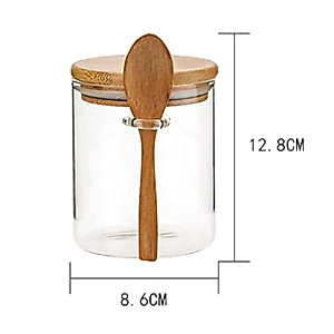 Glass Storage Container, Airtight Food Storage Glass Jars with Bamboo Airtight Lid and Spoon, Clear Kitchen Containers for Home Kitchen Farmhouse Storing Coffee Beans, Spice, Flour, Sugar, Tea, Cookie