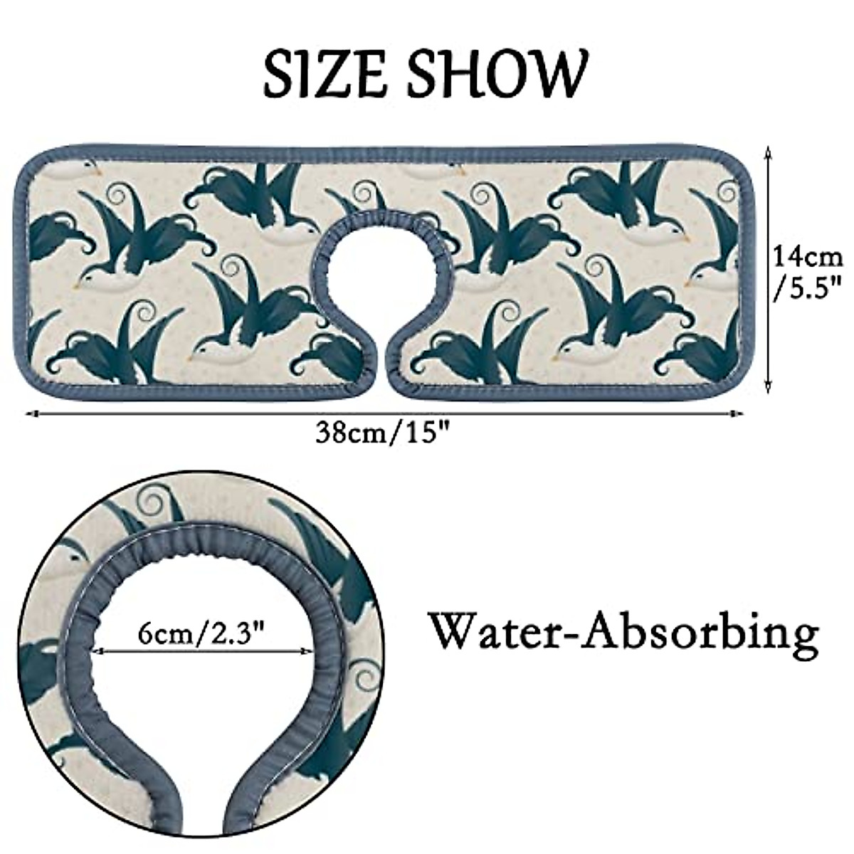 Kitchen Faucet Absorbent Mat 4 Pieces Birds Cute Pattern Faucet Sink Splash Guard Bathroom Counter and RV,Faucet Counter Sink Water Stains Preventer