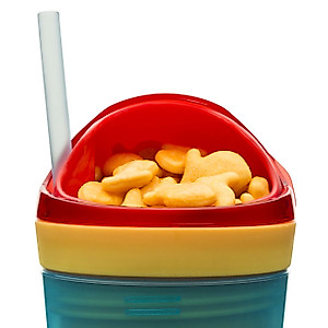Zak Designs Paw Patrol ZakSnak All-In-One Drink Tumbler + Snack Container For Toddlers – Spill-proof 4oz Snack Container Screws Securely Onto 10oz Tumbler With Accessible Straw, Paw Patrol Boy