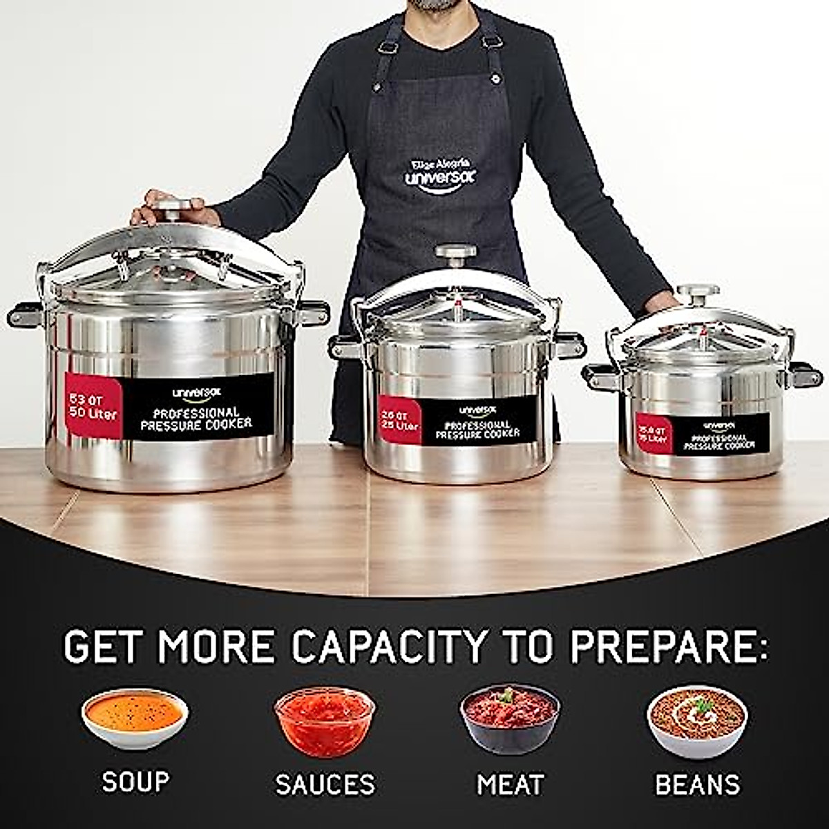 Universal 15.8 Quart / 15 Liter Professional Pressure Cooker, Sturdy, Heavy-Duty Aluminum Construction with Multiple Safety Systems, Commercial Canner Ideal for Industry usages such as Restaurants, Hotels, and Businesses with Large Kitchens