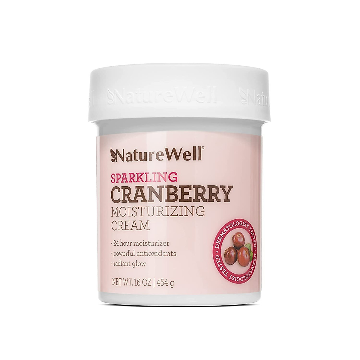 NATURE WELL Sparkling Cranberry Moisturizing Cream for Face and Body, Filled with Powerful Antioxidants, Adds a Radiant Glow, 16 Oz